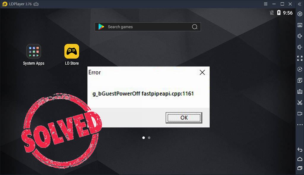 画面エラーの解決策 - LDPlayer